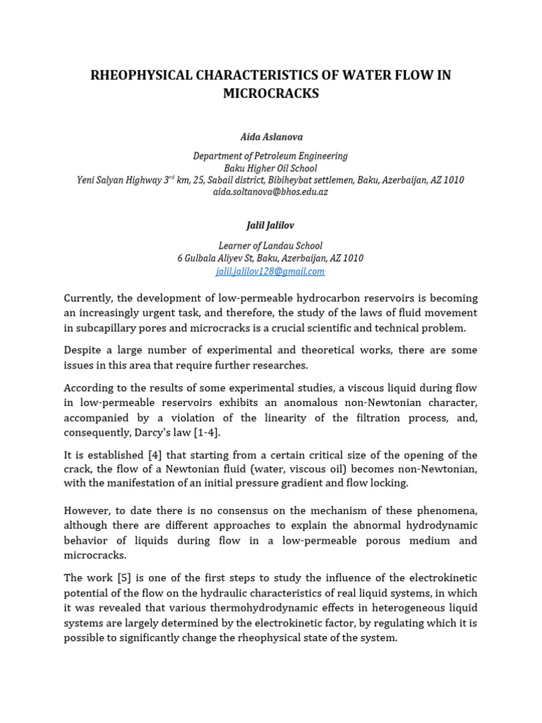 Aslanova.A - Jalilov.J - Article 17.06.2023 | PDF | Fluid Dynamics | Liquids