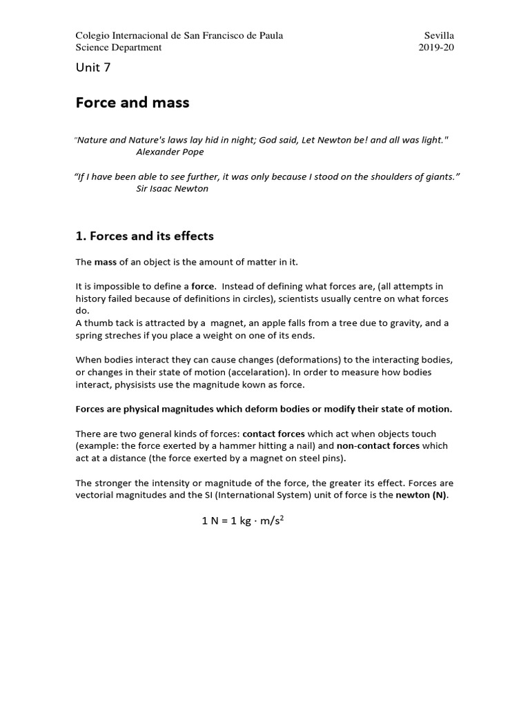 Forces and Mass | PDF | Force | Friction