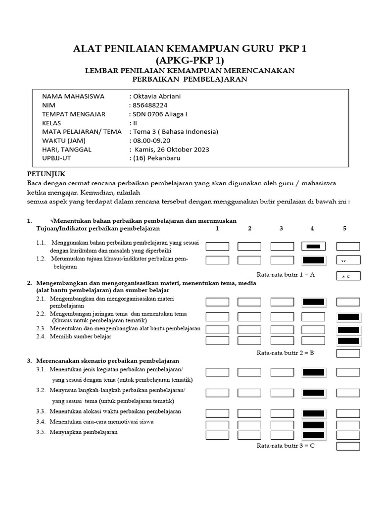 ALAT PENILAIAN KEMAMPUAN GURU (APKG1 Dan 2) PKP PGSD | PDF | Karier ...