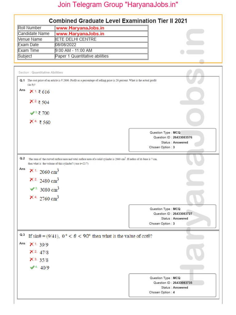 SSC CGL 2021 Tier 2 Maths Paper English Medium | PDF | Data Collection | Vocational Education