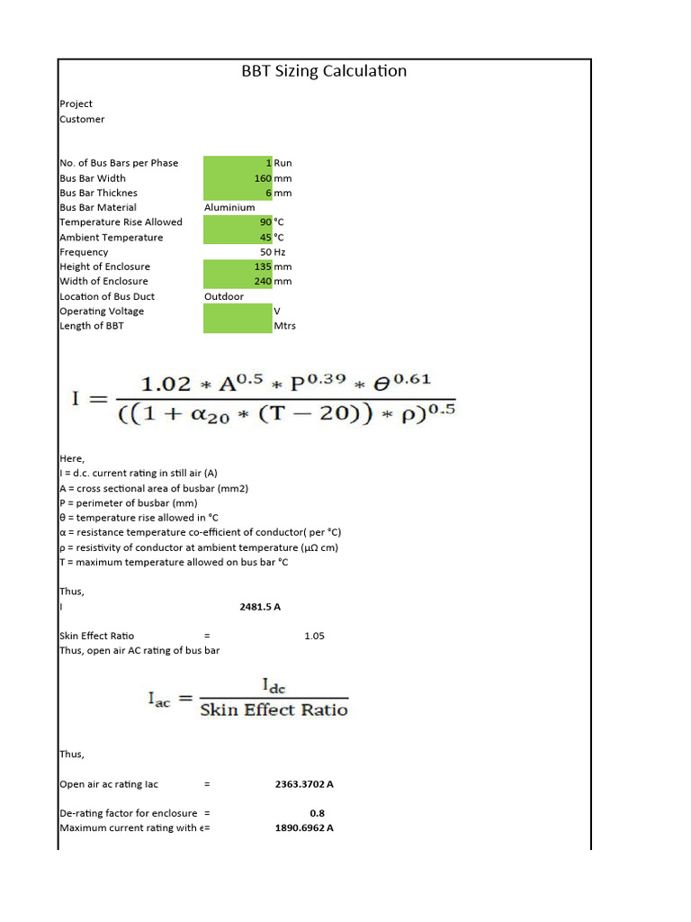 BBT Sizing Calculation | PDF