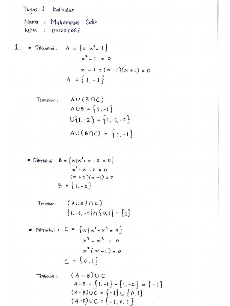 TUGAS 1 Kalkulus | PDF