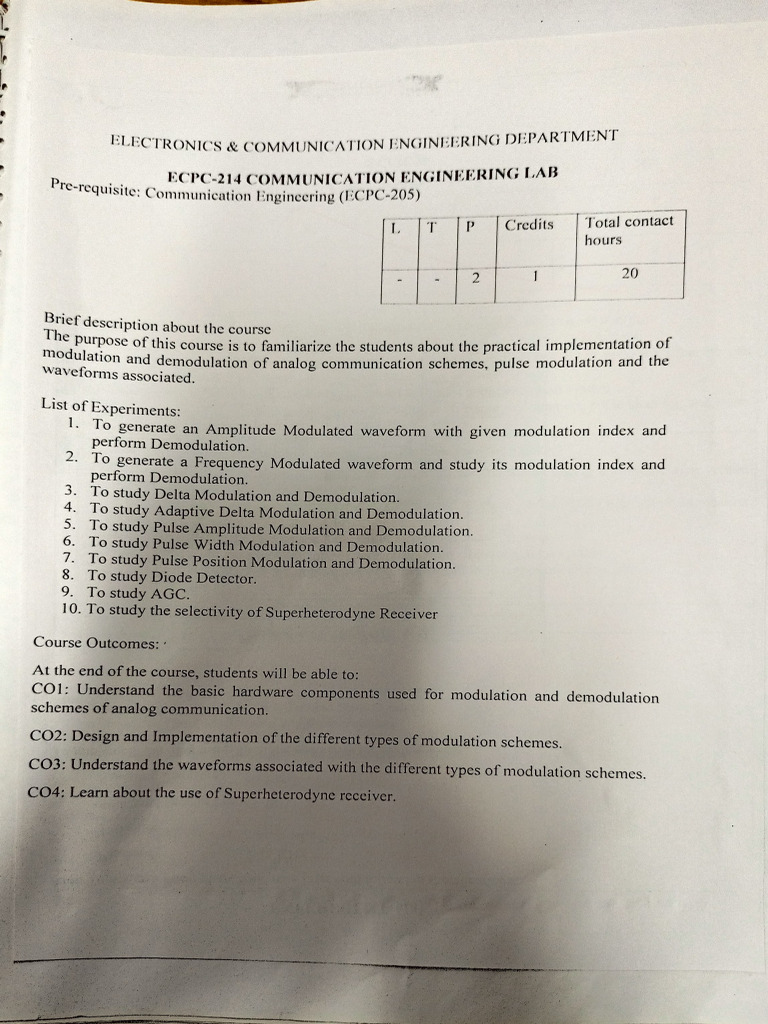 communication engineering lab man | PDF