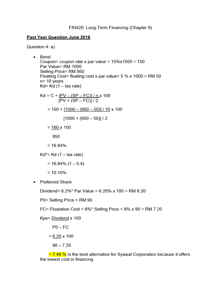 Pyq (Long Term Financing) | PDF | Preferred Stock | Dividend