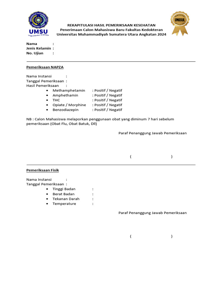 form_pemeriksaan_kesehatan_fk_2024 | PDF
