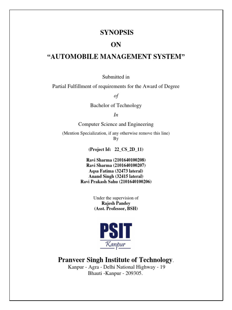 Second Year Mini Project Synopsis - 2022 - 208 | PDF | Computing | Information Technology
