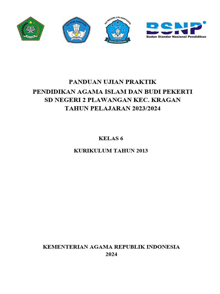 Panduan Dan Kisi-Kisi Ujian Praktik Pai Tahun 2023-2024 | PDF