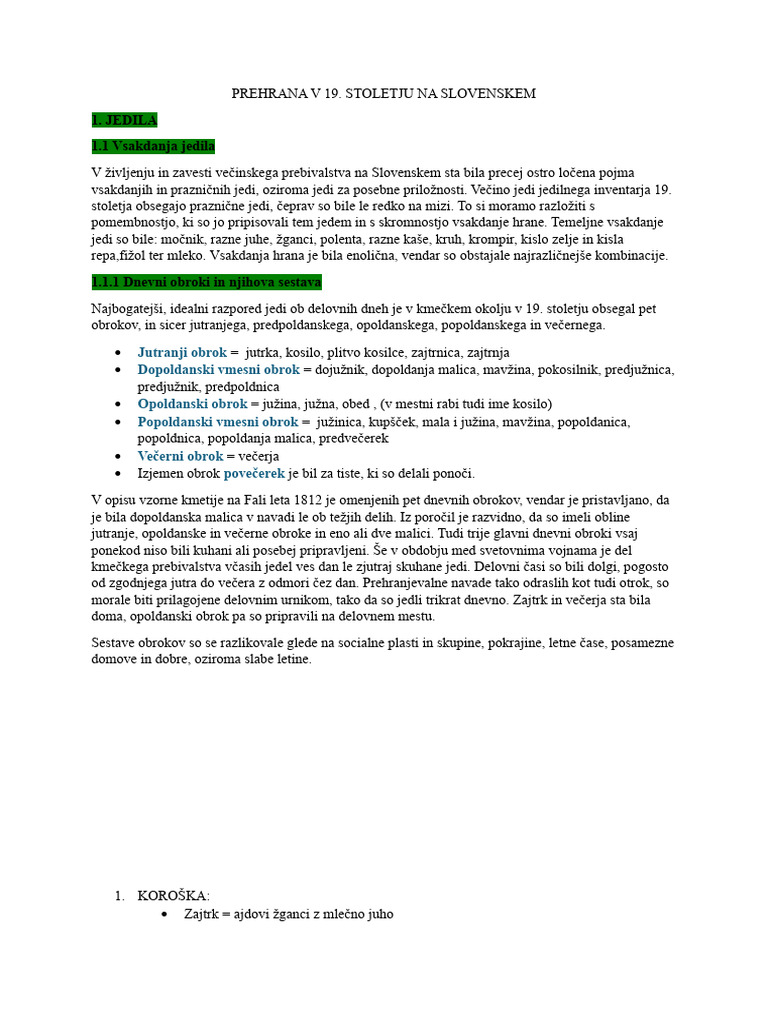 Prehrana V 19. Stoletju | PDF