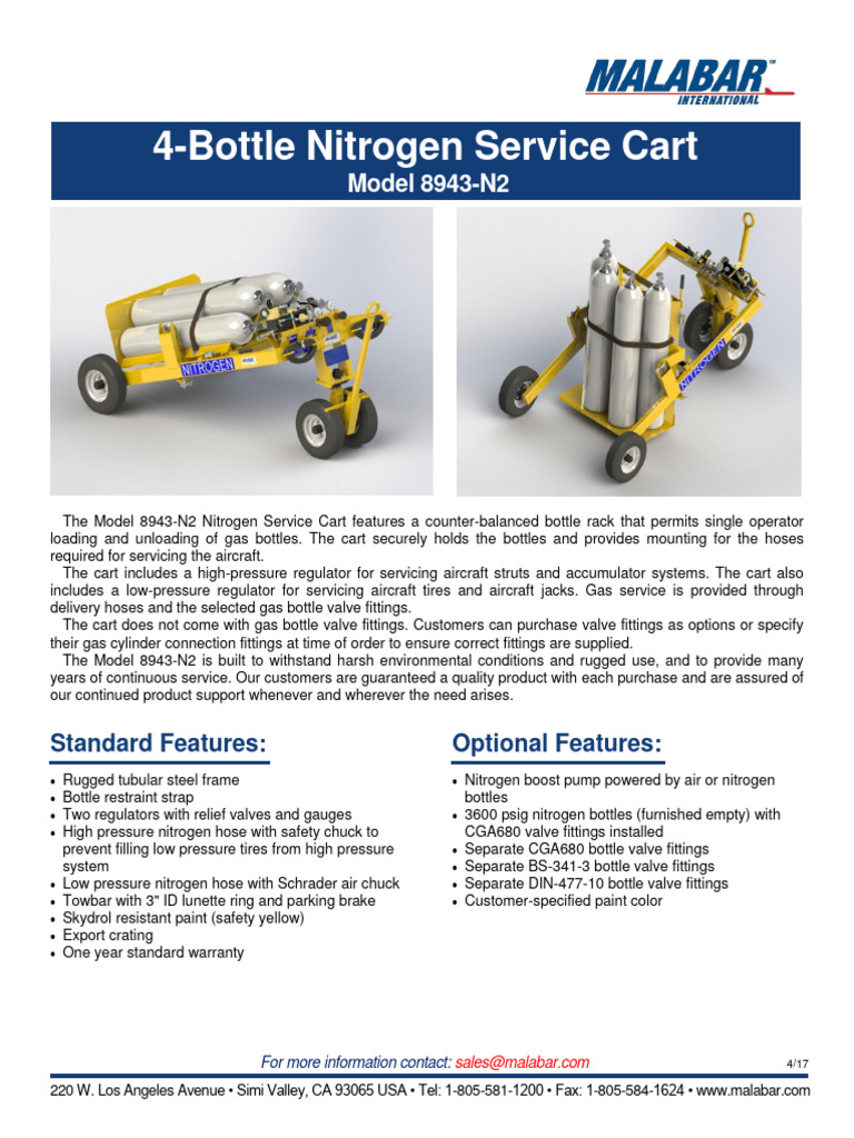 4-Bottle Nitrogen Service Cart: Model 8943-N2 | PDF | Manufactured Goods