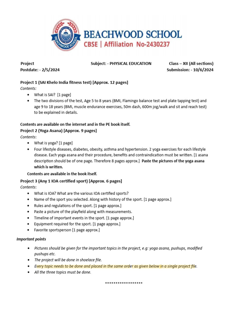 Class 12 Project-PE | PDF