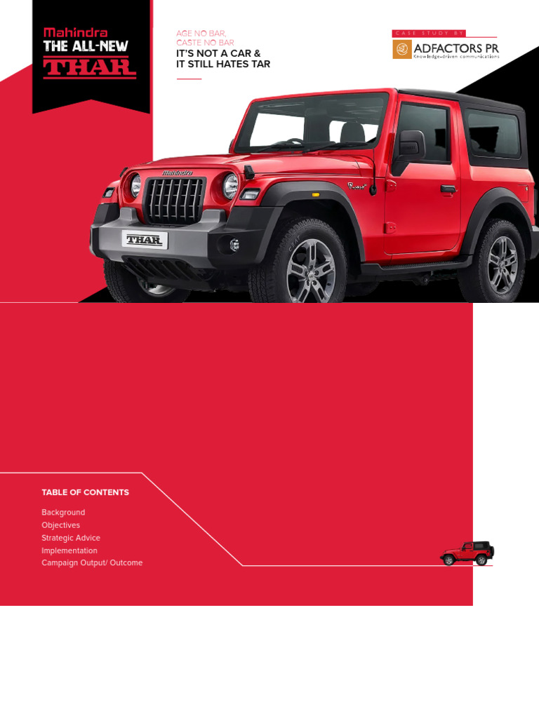 Mahindra Thar - Case Study | PDF | Land Vehicles | Automotive Industry