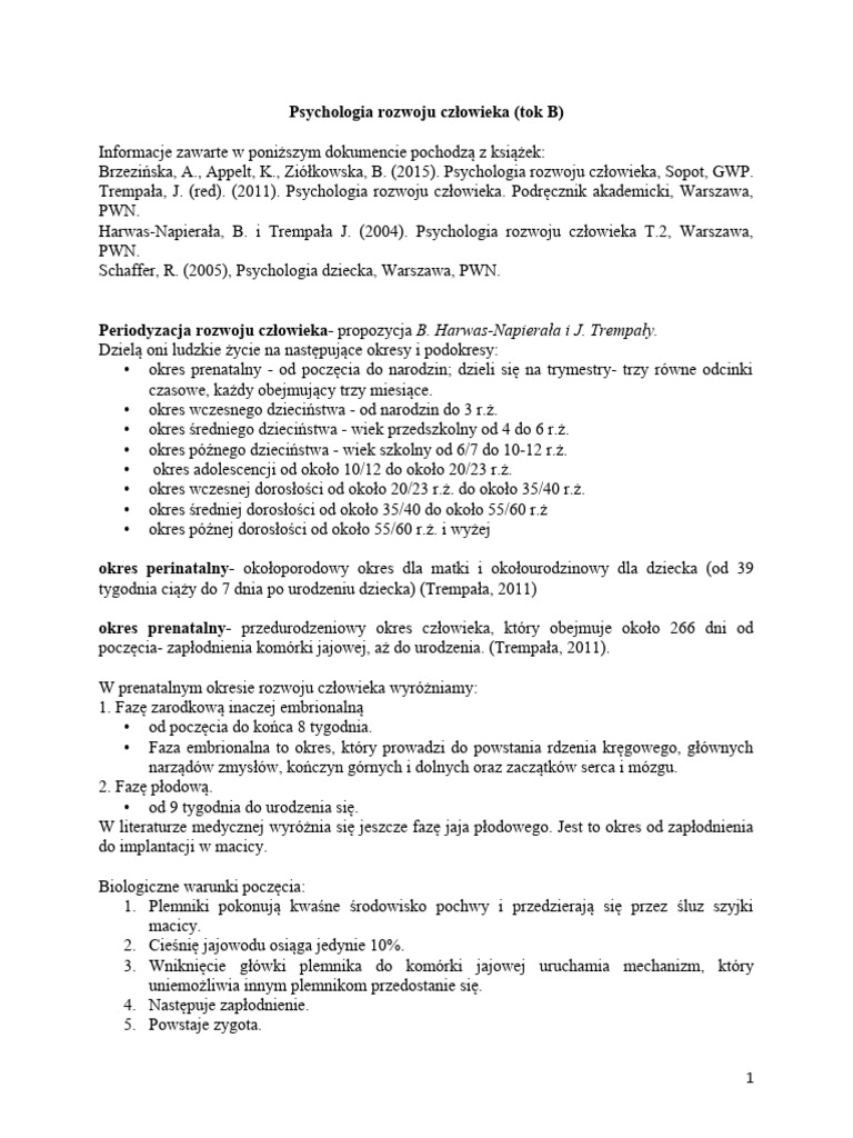 Psychologia Rozwoju Człowieka - Kopia | PDF