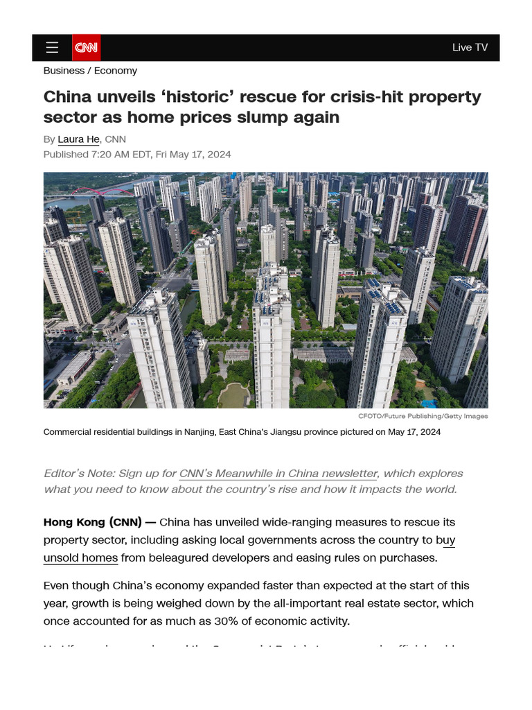 Housing Market - China Unveils Sweeping Measures To Rescue Its Crisis-Hit Property Sector - CNN ...