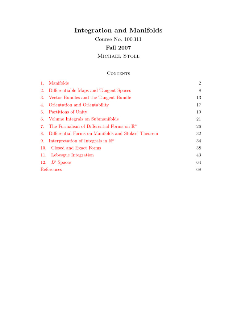 Integration and Manifolds | Download Free PDF | Differentiable Manifold | Manifold