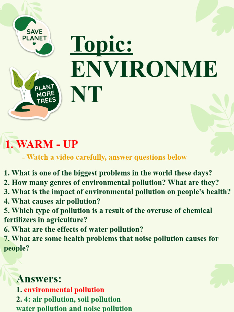 topic_Environment_Grade 9_secondary | PDF | Pollution | Water Pollution