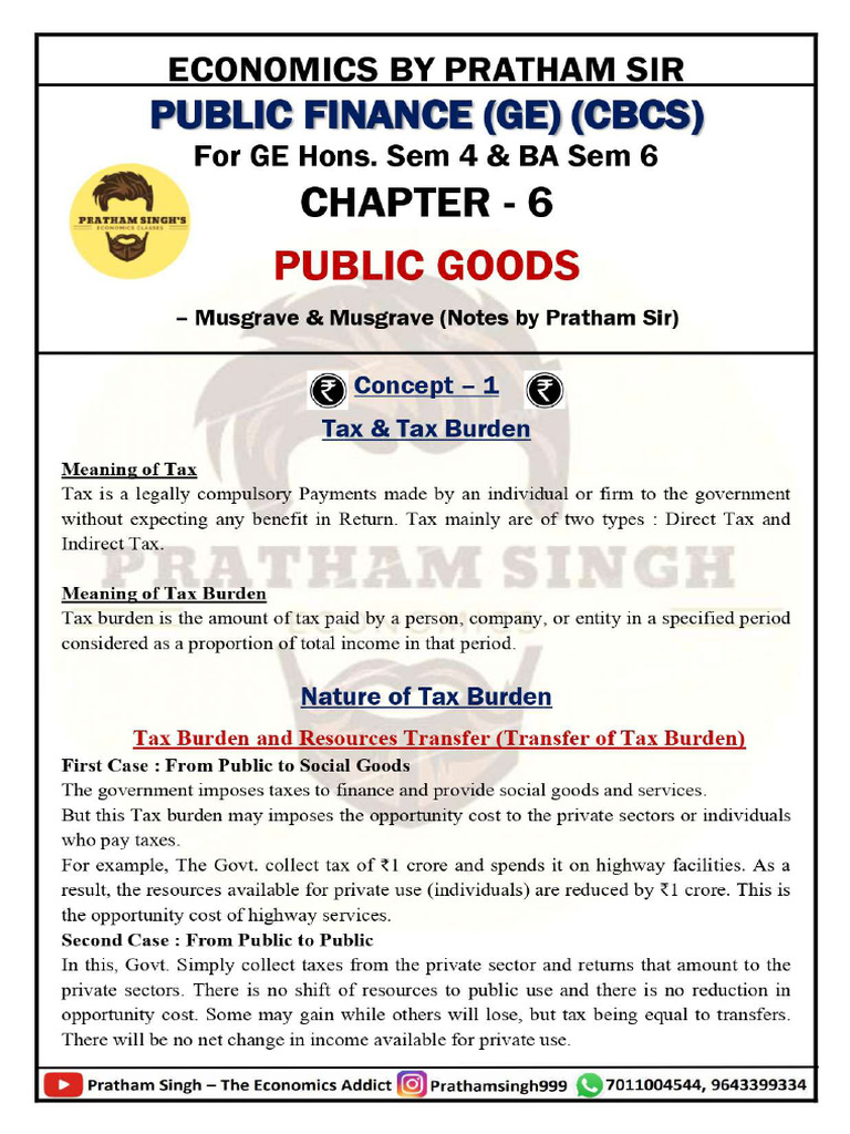 Chapter 6 Tax & Expenditure An Overview by Pratham Sir Page 0001 | PDF