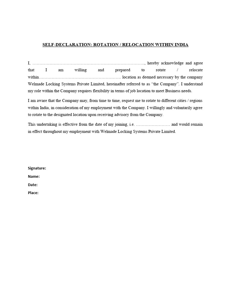 Employee Rotation Undertaking. | PDF