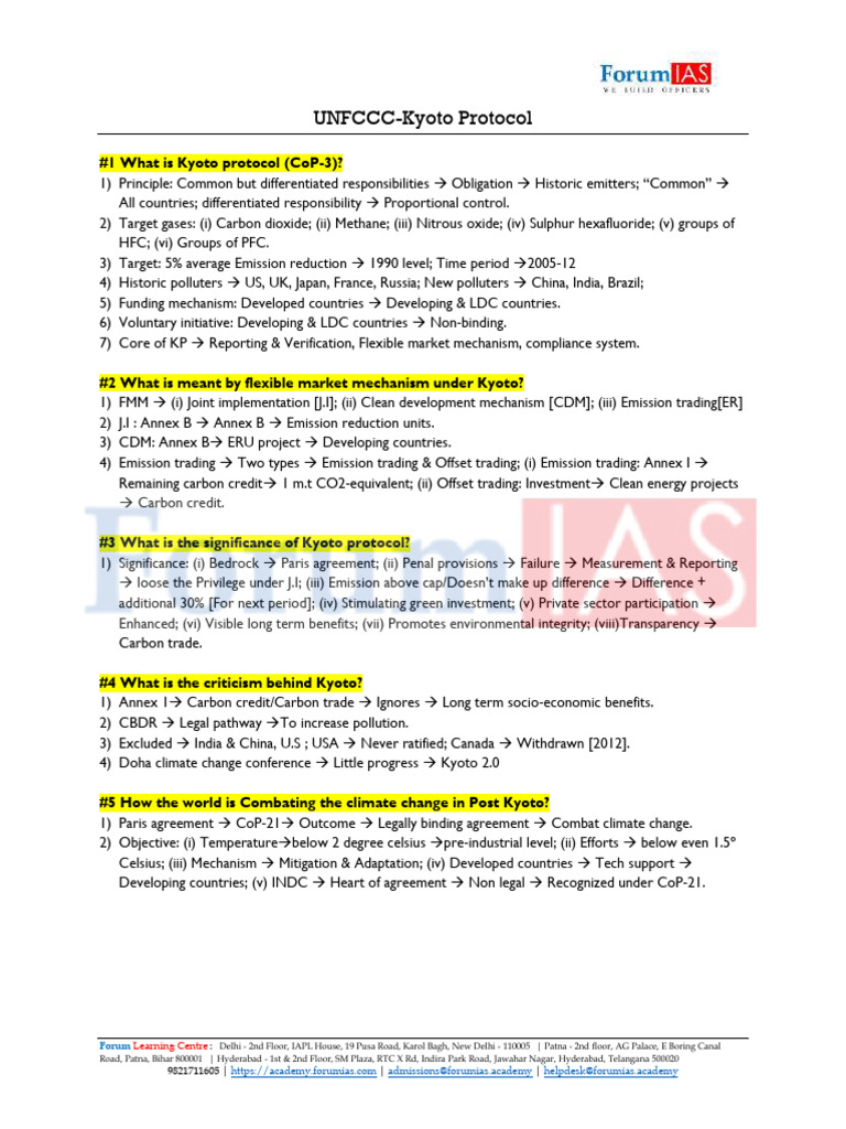 143 - Environment Concept Class - Kyoto Protocol | PDF | Kyoto Protocol ...