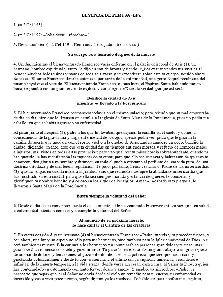 Leyenda de Perusa (LP) | PDF | Papa Francisco | María, madre de Jesús