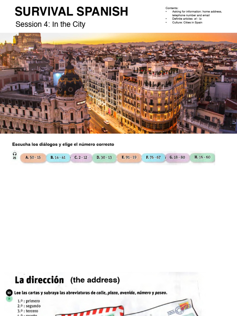 Español Básico: Direcciones y Números | PDF