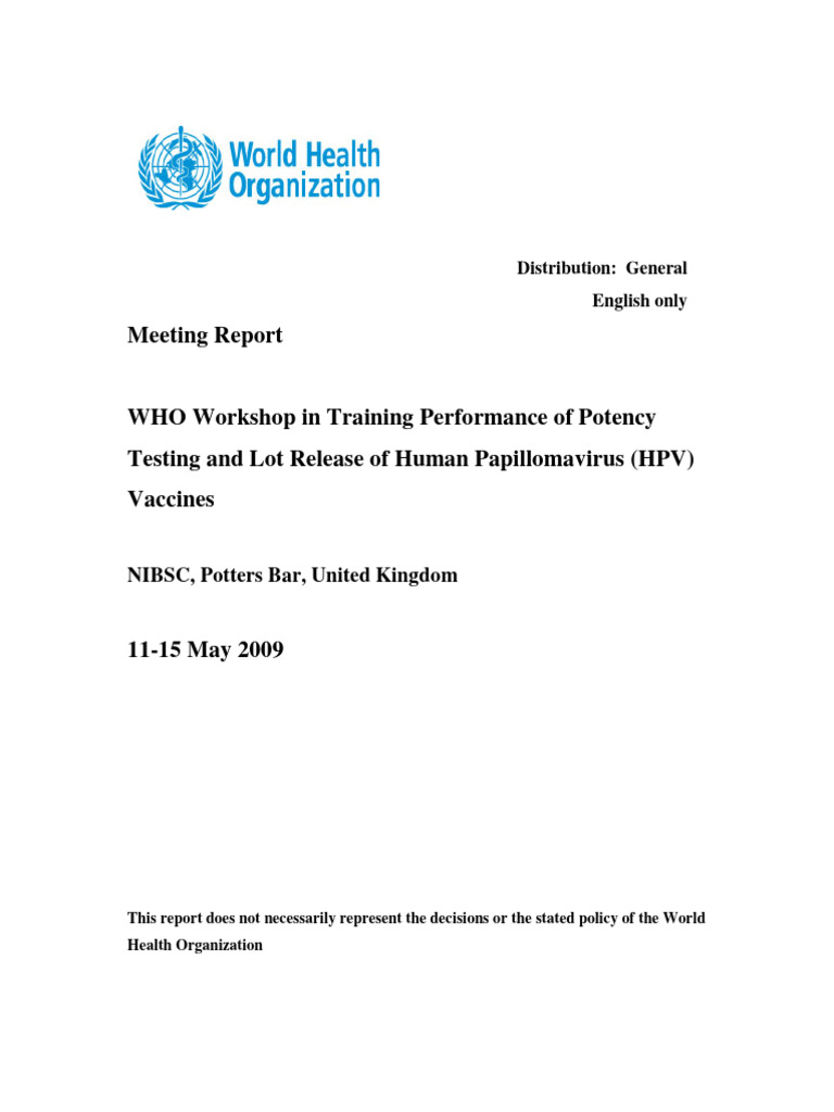 HPV Vaccine Workshop Report Finalclean With Disclaimer | PDF | Elisa ...