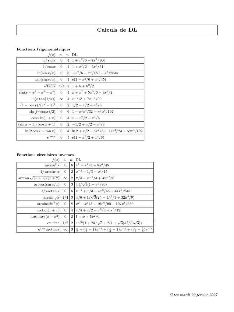 calculs de développements limités | PDF