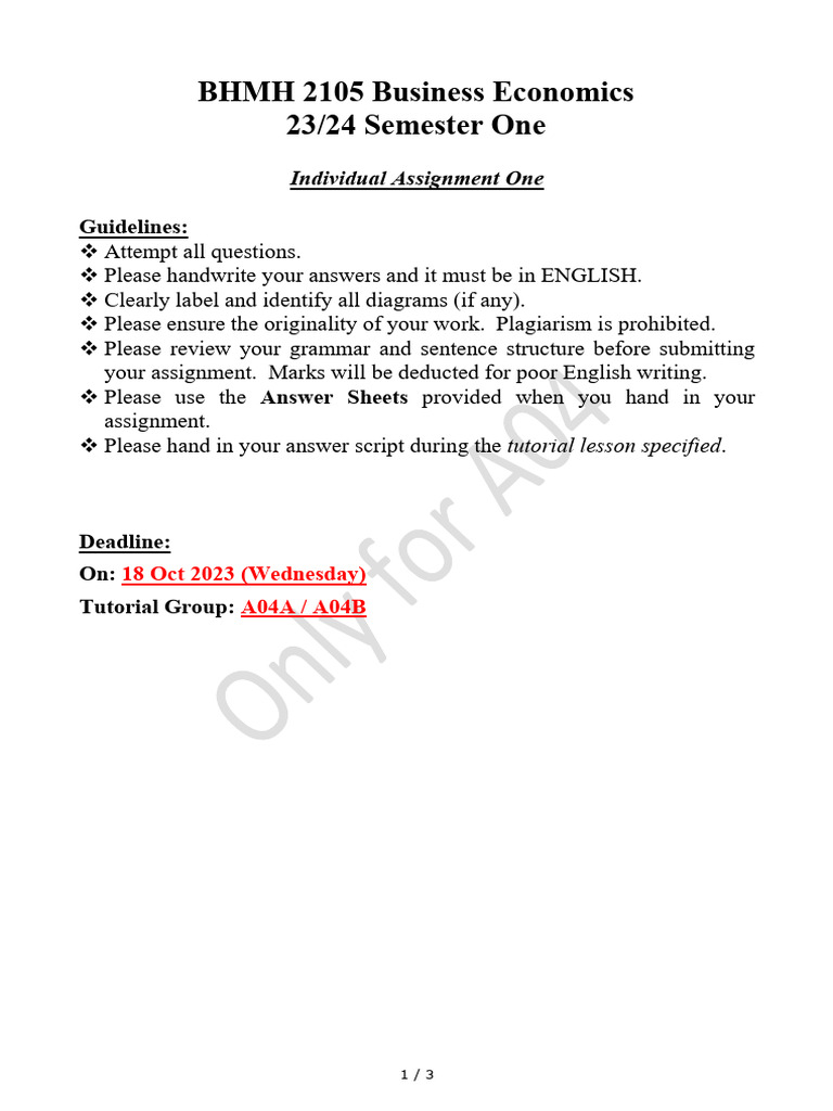 Individual Assignment 1 - A04 | PDF | Demand | Interest