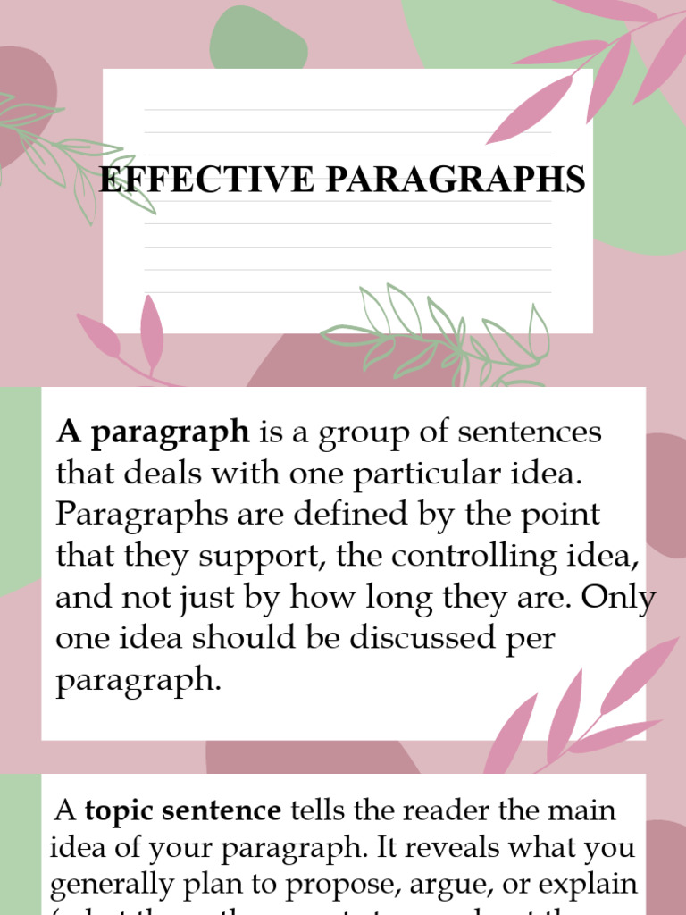 Q4 W6 1.1 Effective Paragraphs | PDF | Paragraph | Classroom