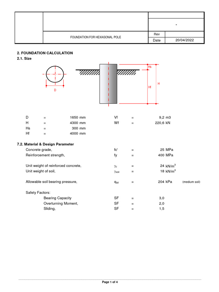 Foundation Design for Hexagonal Pole | PDF | Building Engineering ...
