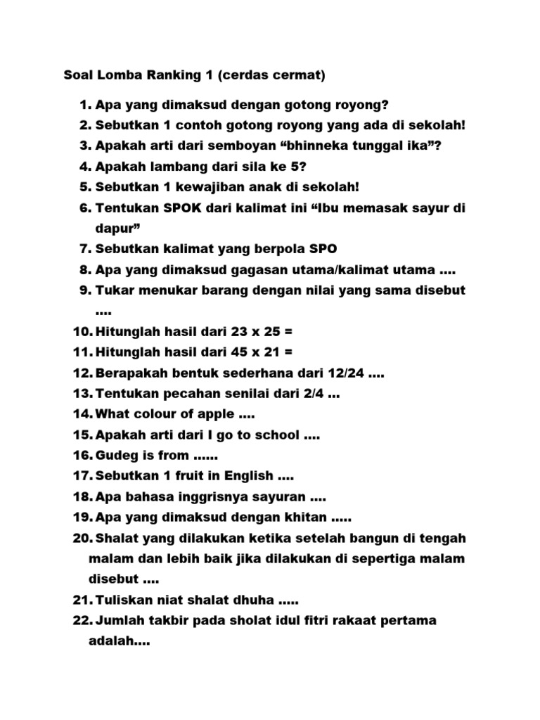 Soal Lomba Ranking 1 | PDF