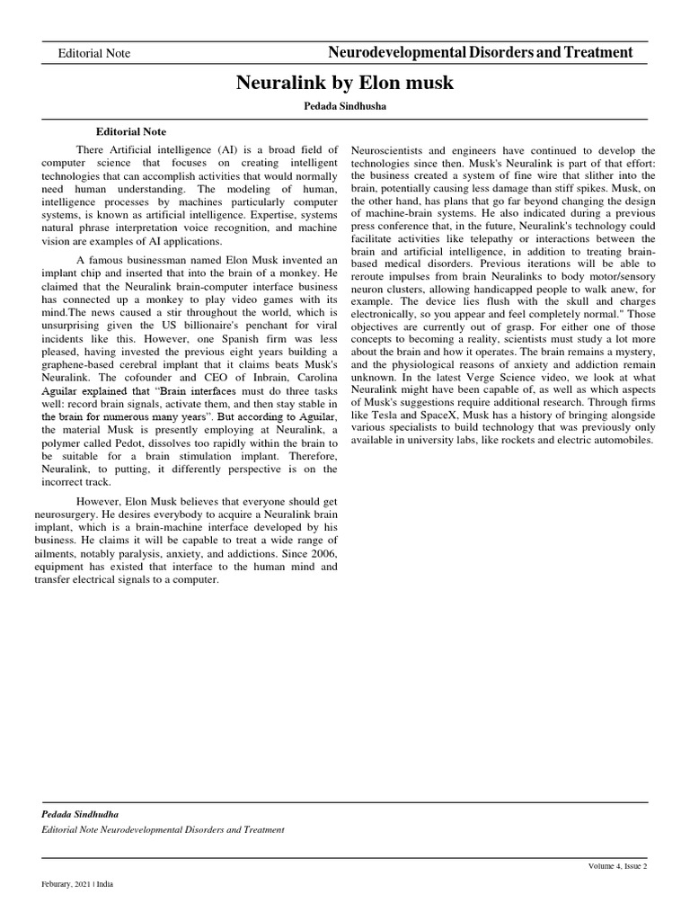 Neuralink by Elon Musk | PDF | Artificial Intelligence | Intelligence ...