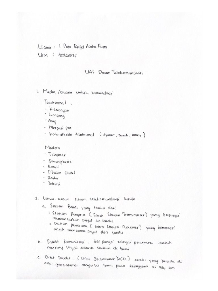 Uas Telekomunikasi I Putu Gelgel Astika Putra | PDF