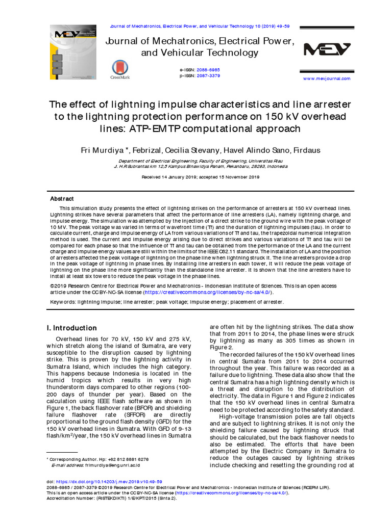 The Effect of Lightning Impulse Characteristics and Line Arrester To ...