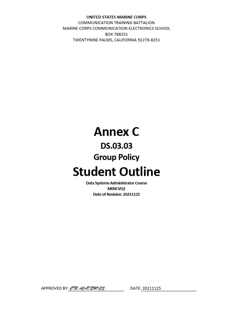 Annex C Lesson 3 - Group Policy | PDF | Group Policy | Active Directory