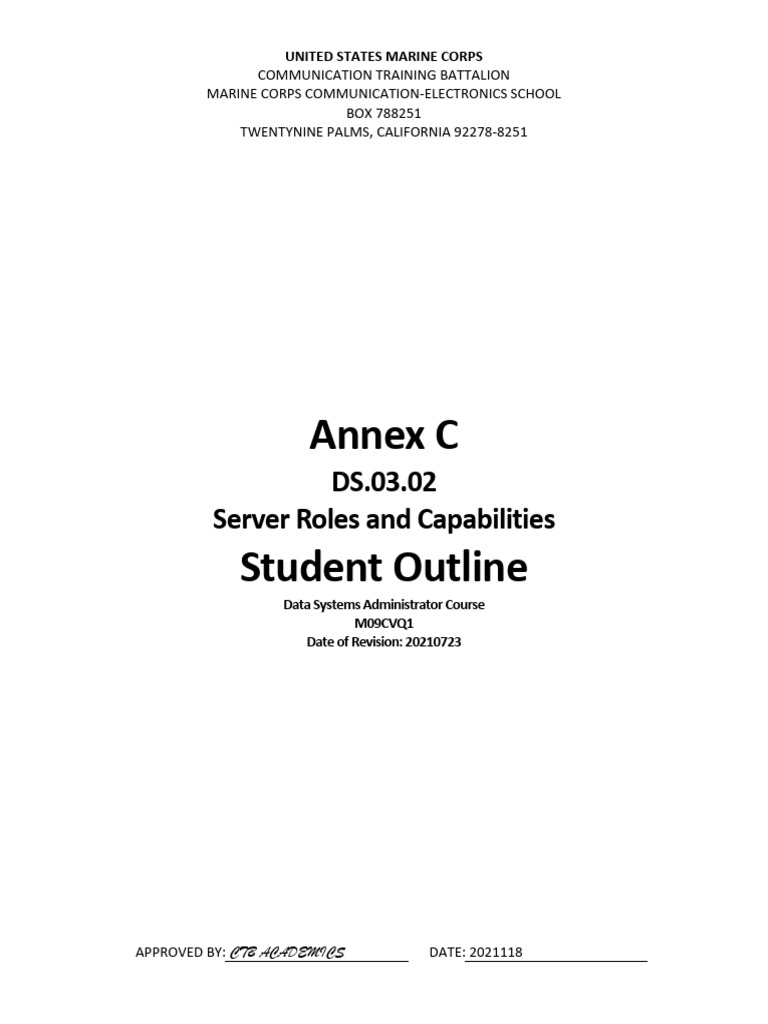 Annex C Lesson 2 - Server Roles | PDF | Active Directory | Domain Name System