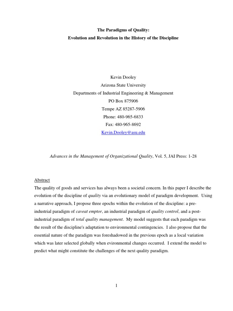 Quality Paradigm | PDF | Paradigm | Quality Assurance