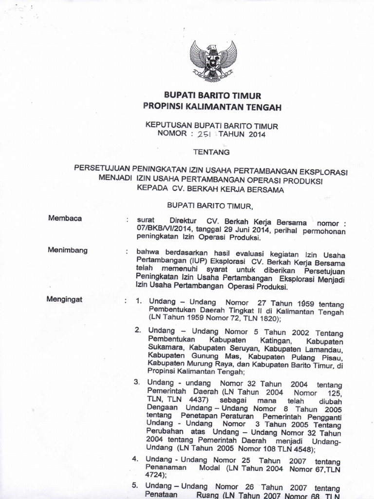 Iup Produksi CV BKB-1 | PDF