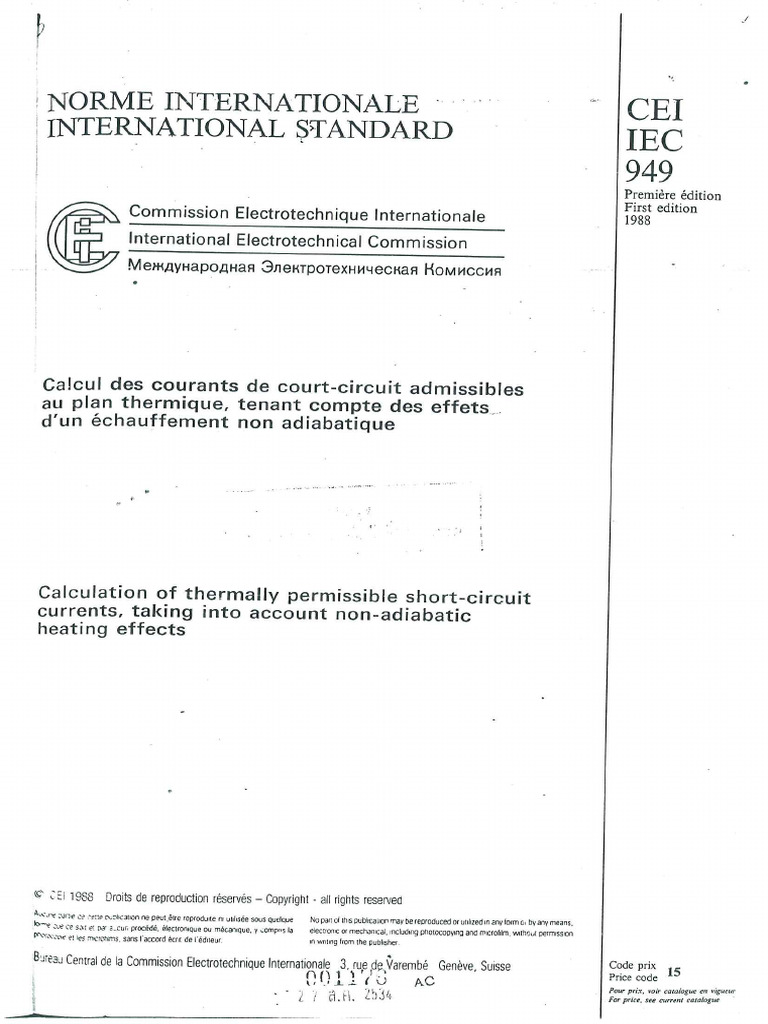 IEC 60949 Ed 1988 - Cal. of Thermally Permissible Short-Circuit ...