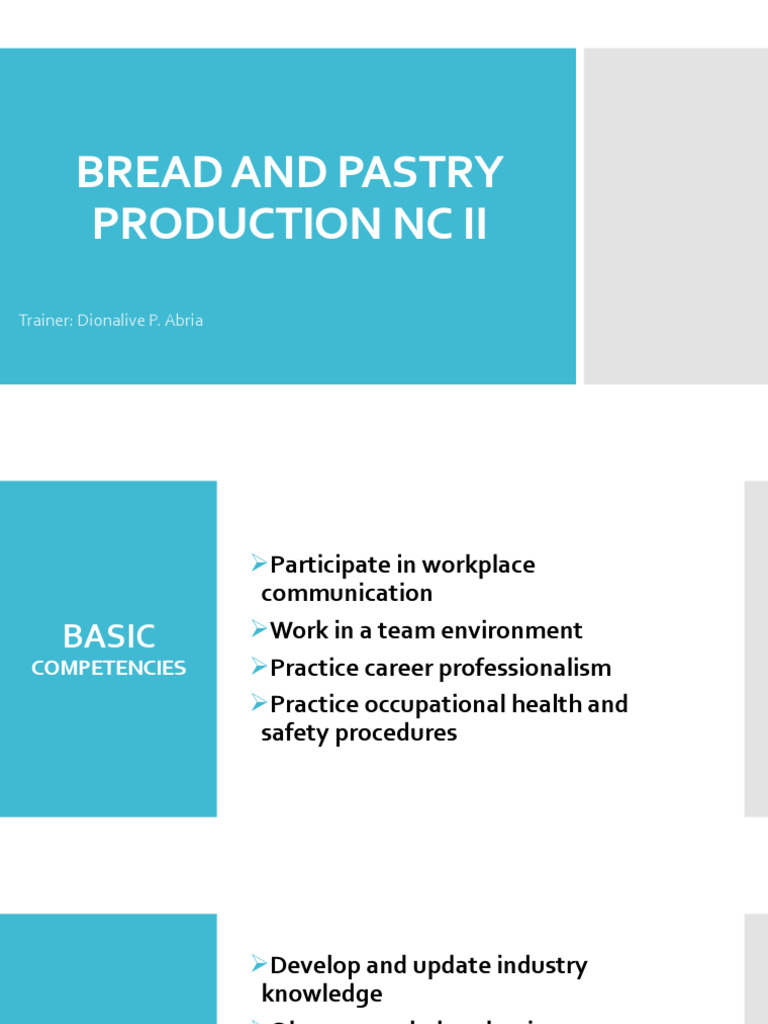 Bakery and Pastry Production Skills | PDF | Communication | Body Language