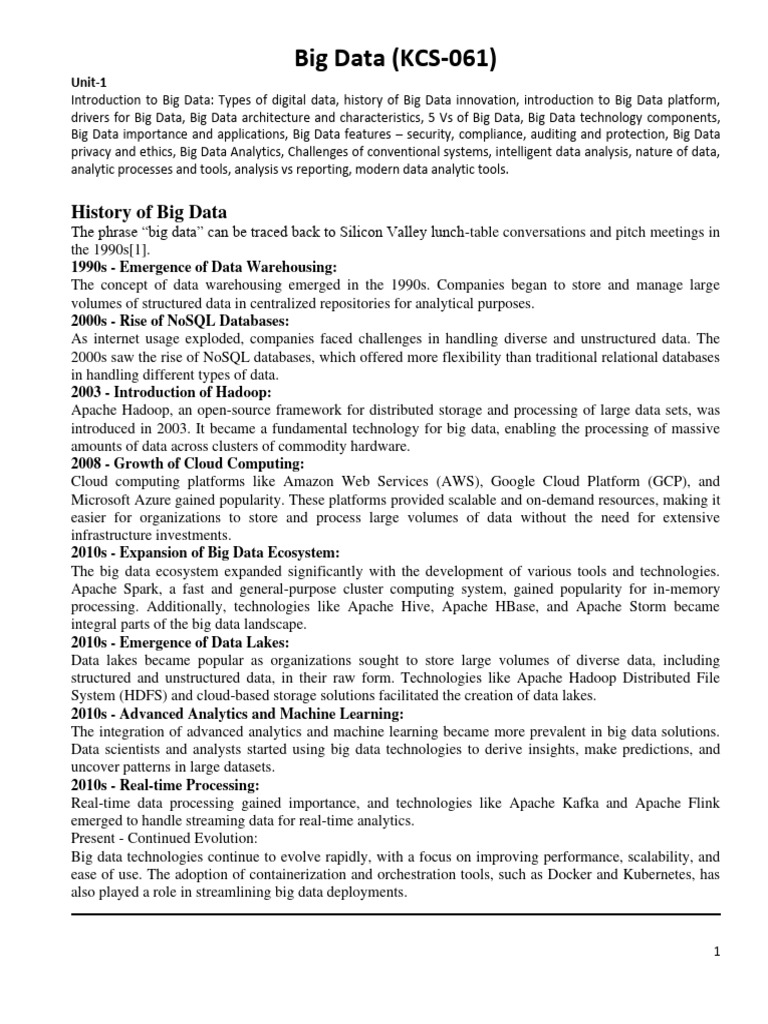 Unit 1 | PDF | Big Data | Analytics