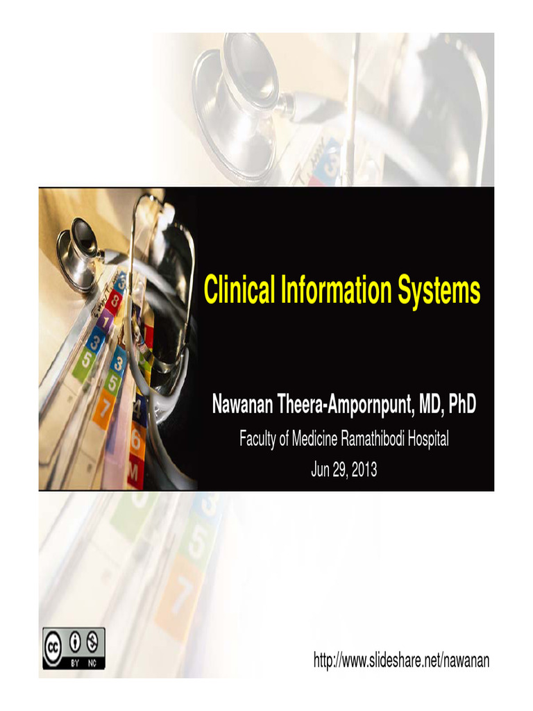 Clinical Information Systems: Nawanan Theera-Ampornpunt, MD, PHD | PDF ...