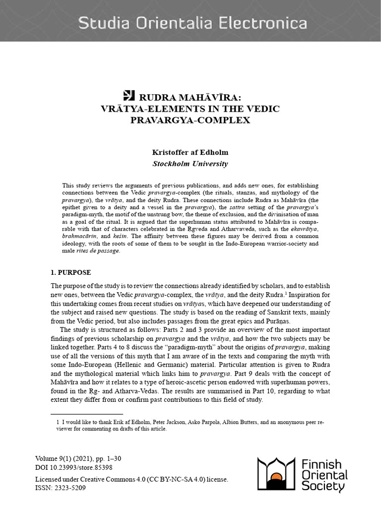 Rudra Mahavira Vratya Elements in The Vedic Pravar | PDF | Vedas | Bow ...