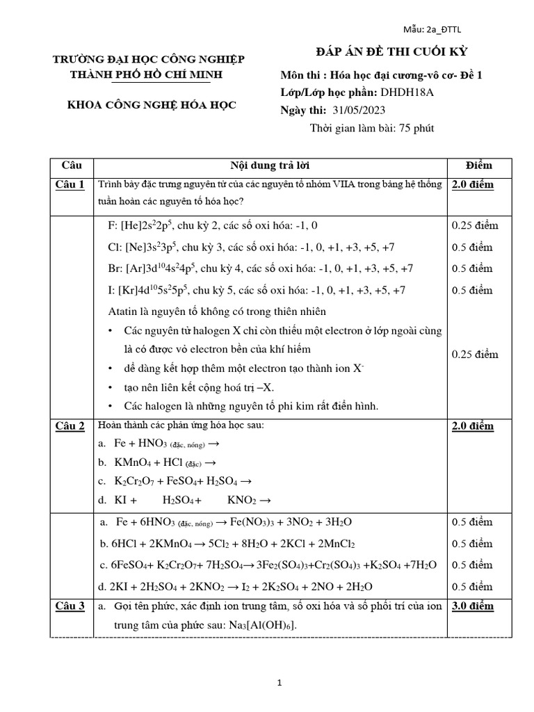 Dap an De 1 _ HDC-VC HKII-2022-2023 | PDF