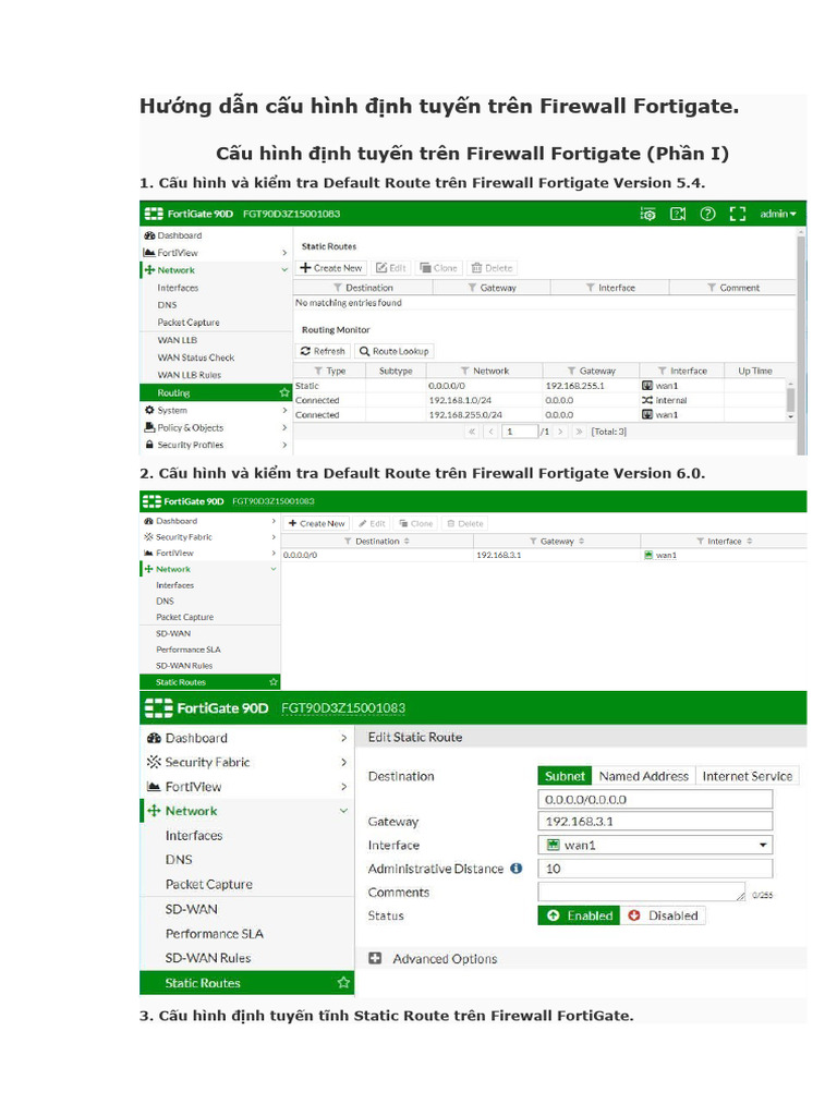 Hướng dẫn cấu hình định tuyến trên Firewall Fortigate | PDF