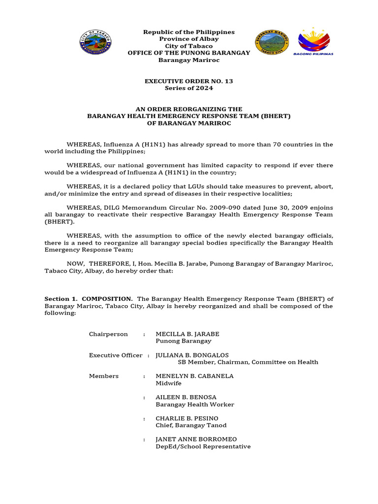 11.-BARANGAY-HEALTH-EMERGENCY-RESPONSE-TEAM | PDF | Influenza | Public Health