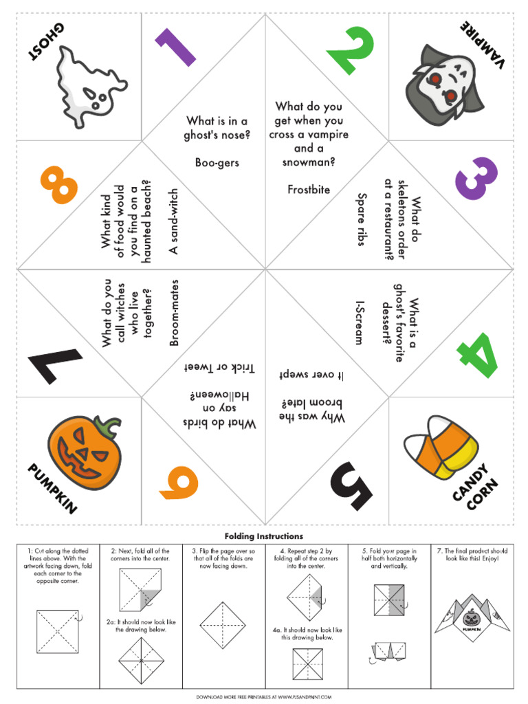 Halloween Joke Cootie Catcher PjsandPaint | PDF