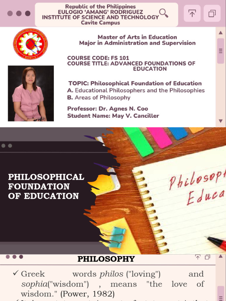 Foundation of Education (Philosophies of Education) | PDF | Logic | Metaphysics