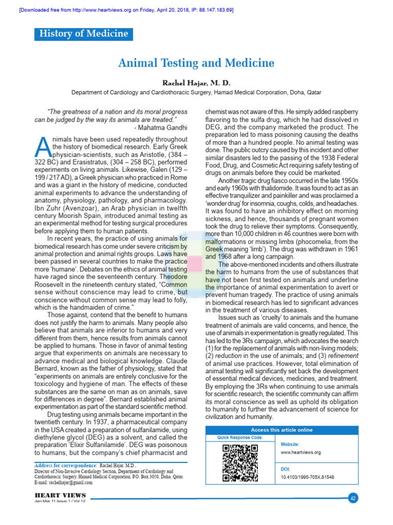 Animal Testing and Medicine | PDF | Animal Testing | Medicine