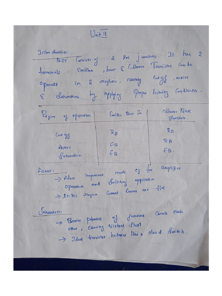 Edc Unit Ii Handwritten Notes | PDF