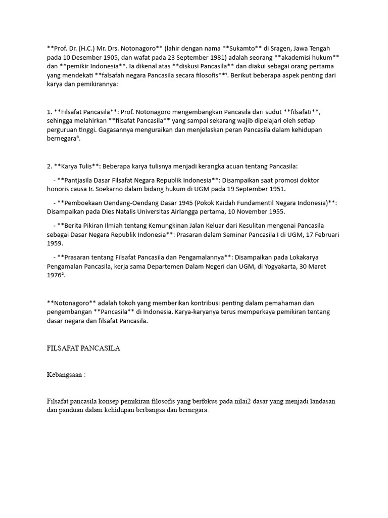 Filsafat Pancasila oleh Notonagoro | PDF | Ilmu Sosial